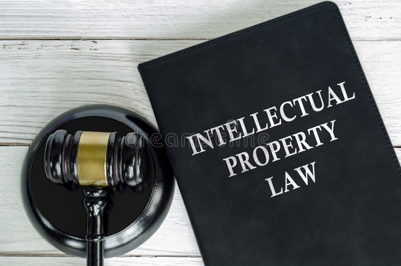 Top View of Intellectual Property Law Book with Gavel Background Stock ...