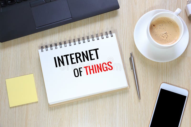 Top View of Internet of Things on Office Desk with Computer, Sm Stock ...