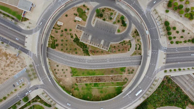 Top View at the Intersection of Urban Elevated Roads and Interchange ...