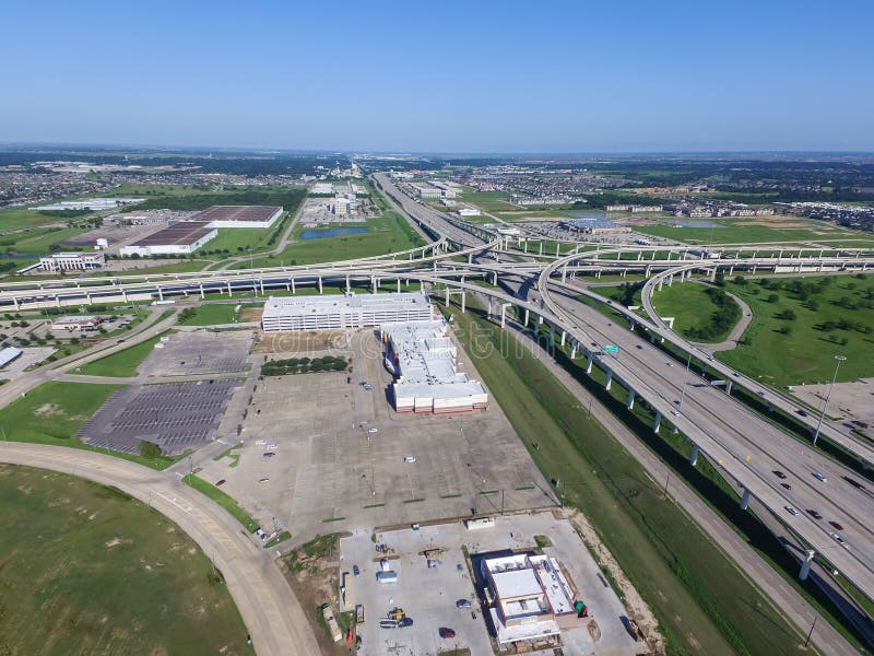 Vertical View Katy Freeway Interstate 10 with Clear Blue Sky Stock ...