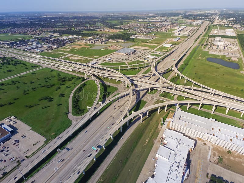 Vertical View Katy Freeway Interstate 10 with Clear Blue Sky Stock ...