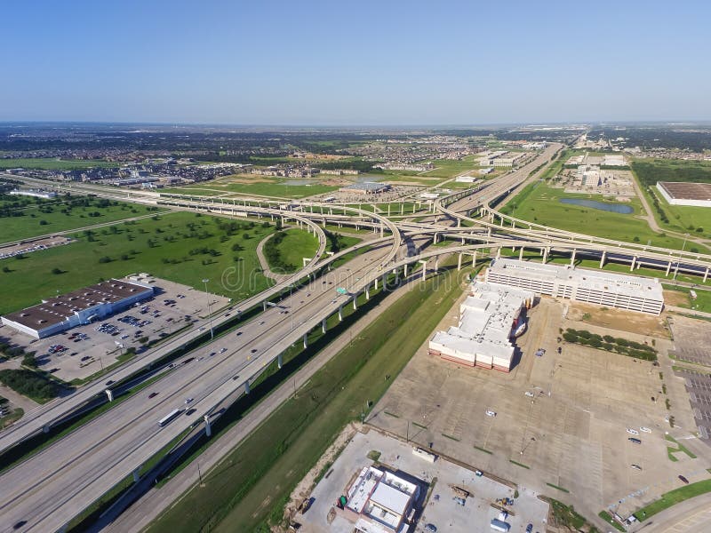 Vertical View Katy Freeway Interstate 10 with Clear Blue Sky Stock ...