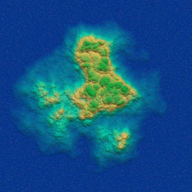 Top View of the Island - 3D Illustration Stock Illustration ...