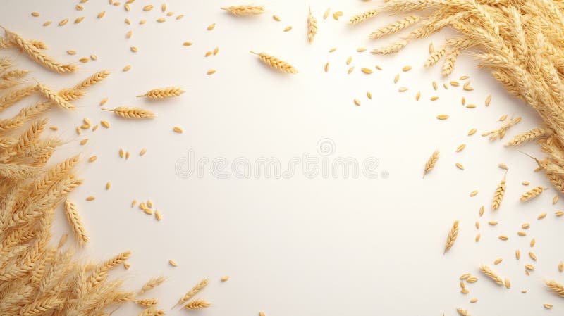 In a Top View, Isolated Wheat Grains are Positioned on a Plain White ...