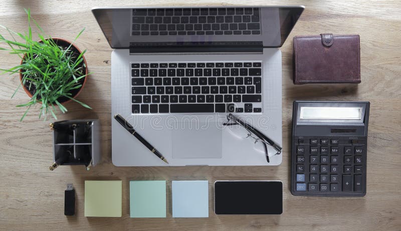 Top View. Items for Work in the Office Stock Photo - Image of education ...