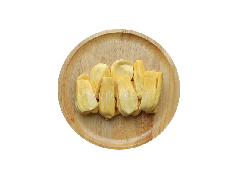 Top View of Jackfruit Pulp on Wooden Board. Isolated on White ...