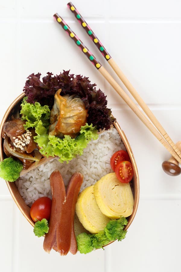 Top View Japanese Bento School Lunch Box Stock Photo - Image of ...