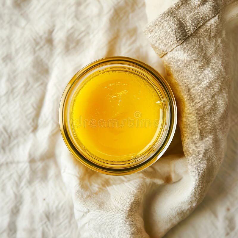 Top View of a Jar of Ghee on a Light Background. AI Generated. Stock ...