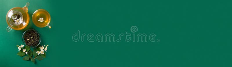 Top View of Jasmine Tea. Banner Stock Photo - Image of phyto, chinese ...