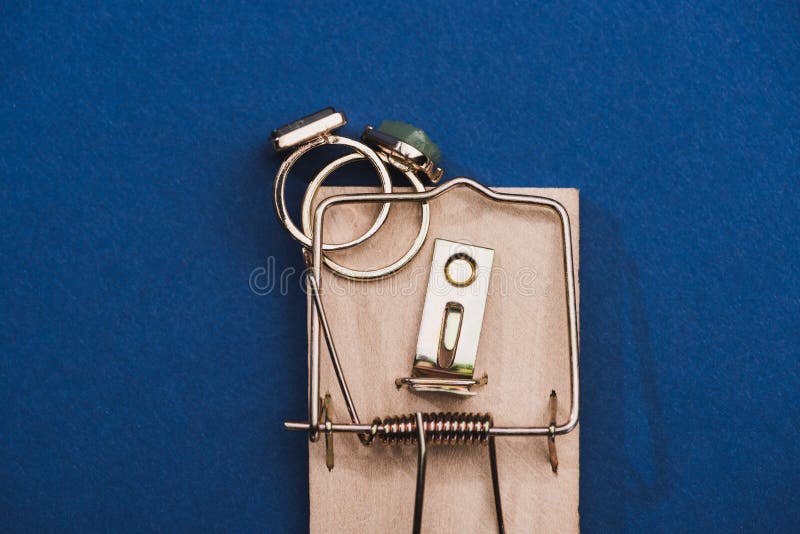 Top View of Jewellery Rings with Gemstones in Mouse Trap Stock Image ...