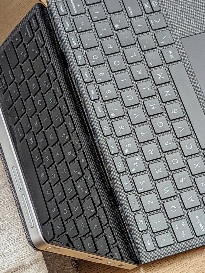 Top View Of The Keyboard Of Notebook And Its Reflection On The Screen Stock Image Image Of
