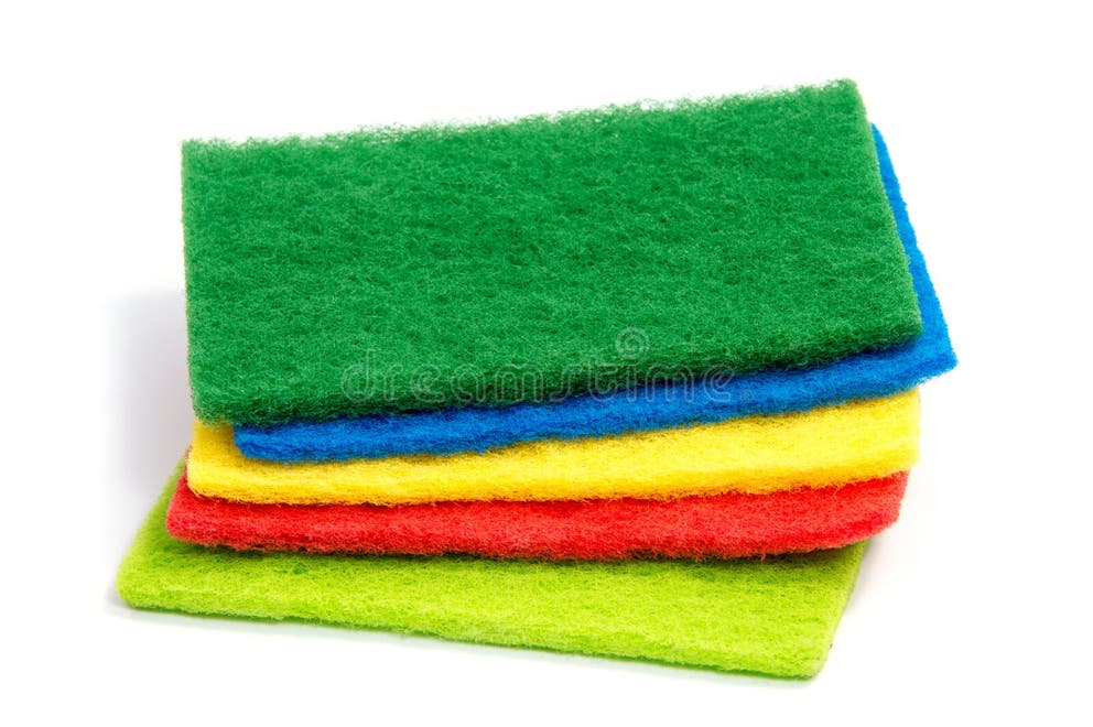 Top View of Kitchen Scourer Pads Isolated Stock Photo - Image of green ...