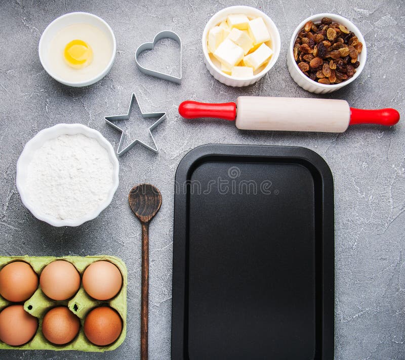 Top View of Kitchen Table with Baking Ingredients Stock Photo - Image ...