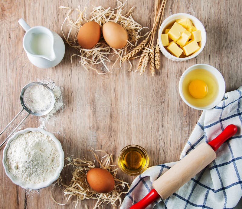Top View of Kitchen Table with Baking Ingredients Stock Photo - Image ...