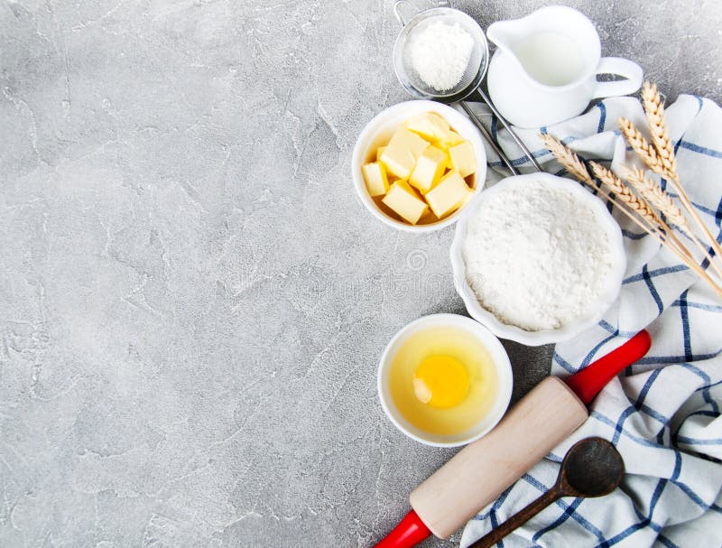Top View of Kitchen Table with Baking Ingredients Stock Photo - Image ...
