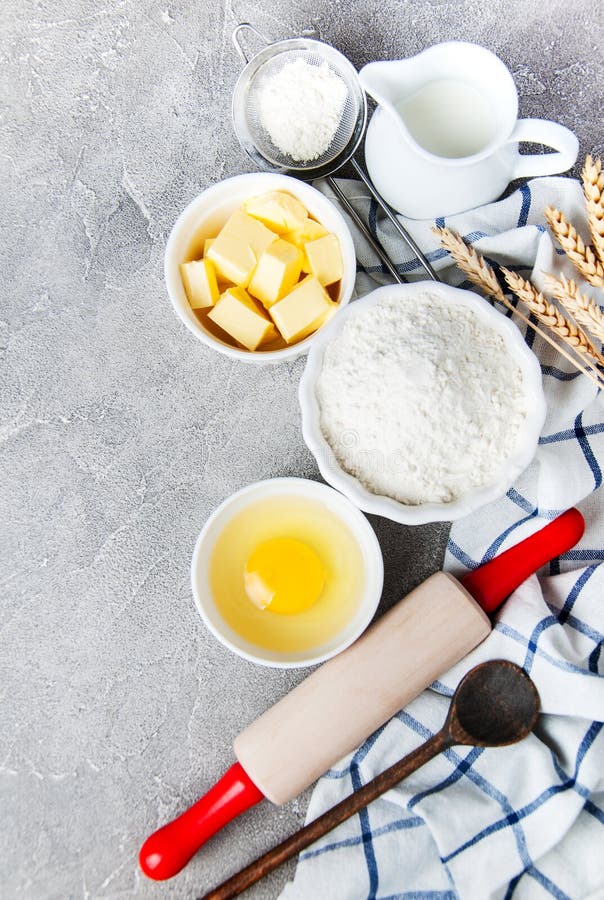 Top View of Kitchen Table with Baking Ingredients Stock Image - Image ...