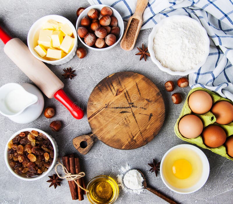 Top View of Kitchen Table with Baking Ingredients Stock Photo - Image ...