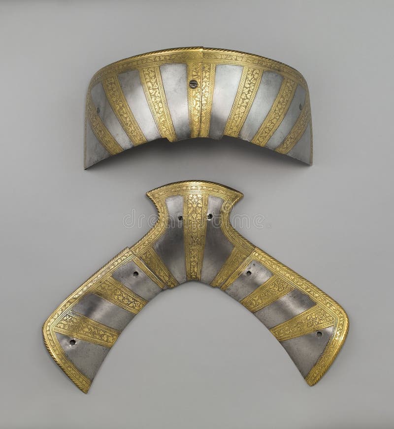 Top View of Knight Armour Pieces Isolated on Gray Surface Background ...