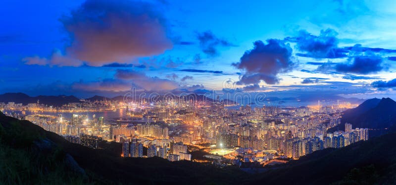 Top View Kowloon and Hong Kong Sky. Stock Photo - Image of beautiful ...