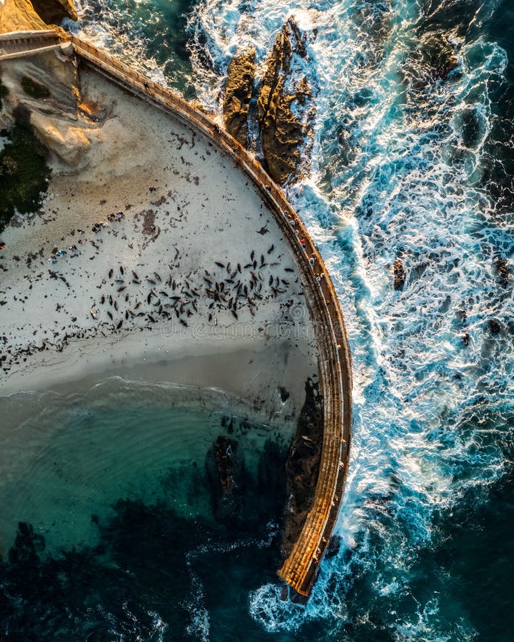 Top view of La Jolla coast stock image. Image of water - 256752071