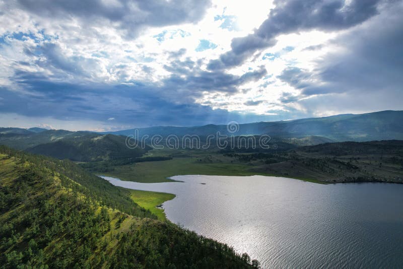 Top View of Lake Baikal on a Summer Day. Bird S-eye View of the Lake ...