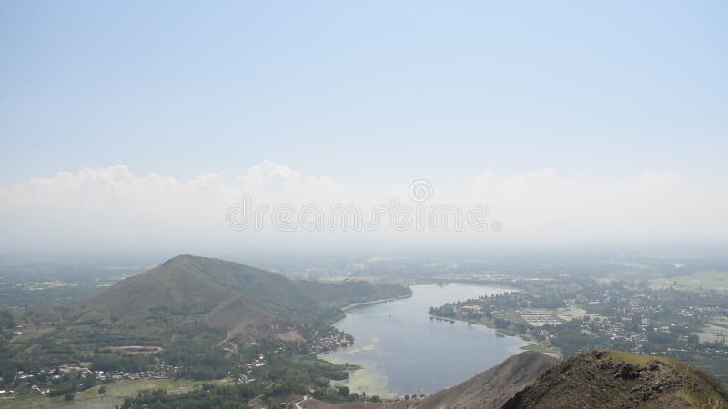 Top View of the Lake from the Mountain. Dramatic View of Lake. Video ...