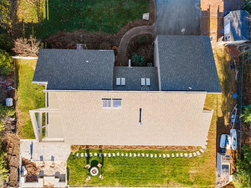 Top View of the Lakefront House on a Sunny Day Stock Photo - Image of ...