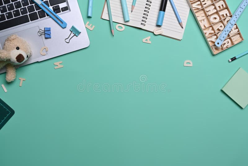 Top View Laptop with Blank Screen, Digital Tablet, Document and Coffee ...