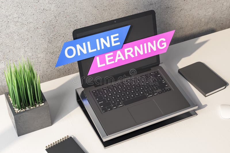 Remote Work Interface on Blue World Map Stock Illustration ...