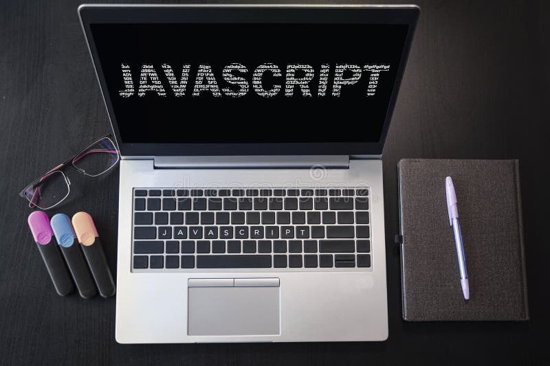 Top View Of Laptop With Text Javascript Javascript Inscription On 6452
