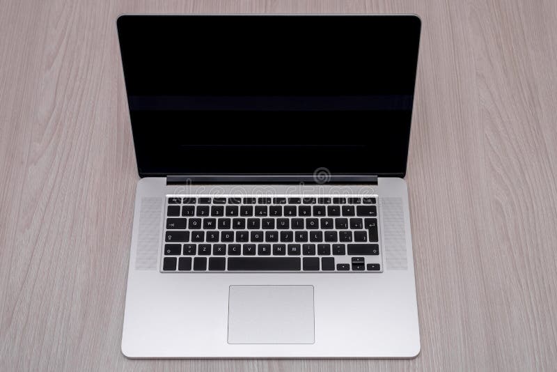 Top View of Laptop on a Wooden Table Stock Photo - Image of home ...