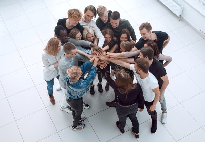 Top View. a Large Group of Friends Looking Showing Their Unity Stock ...