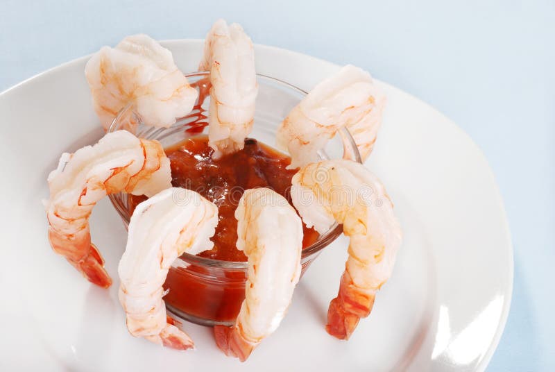 Top View Large Shrimp with Seafood Sauce Stock Image - Image of ...