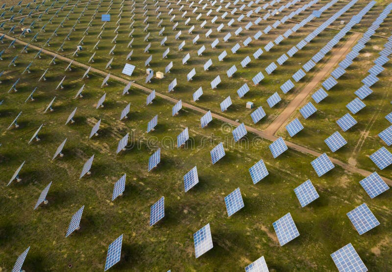 Top View of Large Solar Power Station Stock Image - Image of energy ...