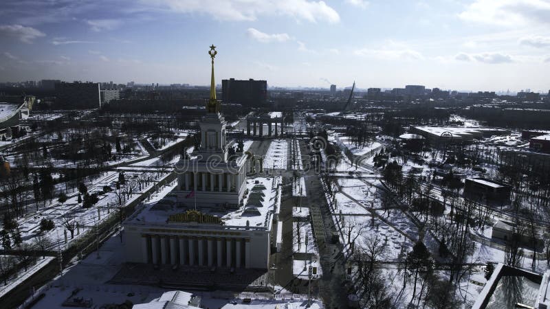 Top View of Large Square with Historical Architecture in Winter ...