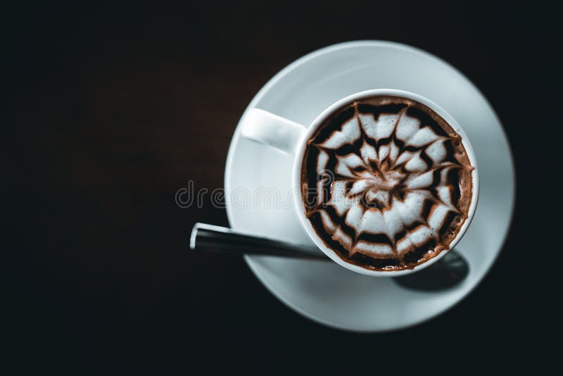Top View Latte Art Coffee in the Cafe of Relaxation Stock Image - Image ...