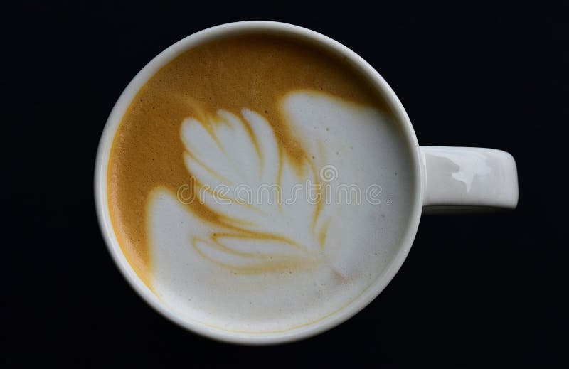 Top View of Latte Art ,on the Dark Wood Table Stock Photo - Image of ...
