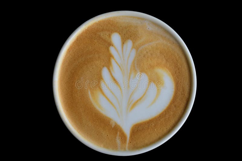 Top View of Latte Art ,on the Dark Wood Table Stock Image - Image of ...