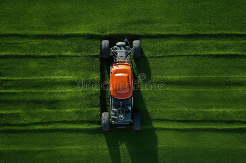 Top View of a Lawn Mower with Freshly Mowed Lines Stock Illustration ...