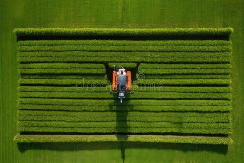 Top View of a Lawn Mower with Freshly Mowed Lines Stock Illustration ...