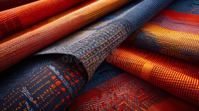 Top View of Layered Fabrics Displaying Diverse Textures and Vibrant ...
