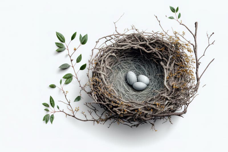 Top View Layout of Bird Nest with Small Eggs. Stock Illustration ...