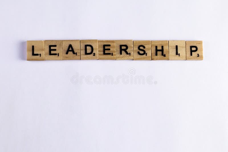 Top View of Leadership Word Arranged with Wooden Blocks on a White ...