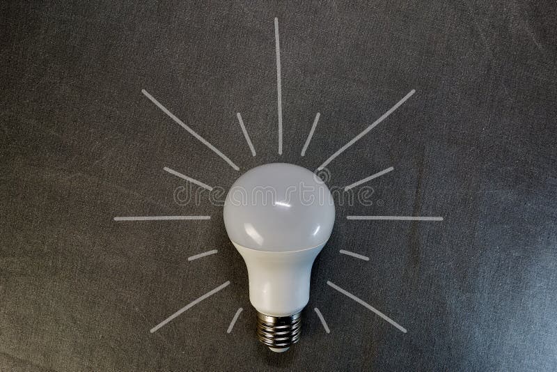 Top View of LED Light Bulb on Gray Background with Copy Space, Flat Lay ...