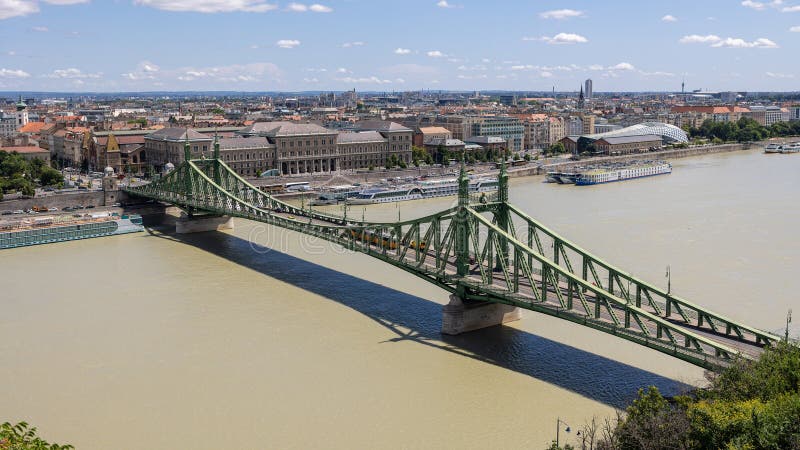 Top View of Liberty Bridge or Freedom Bridge, Budapest - Hungary Stock ...