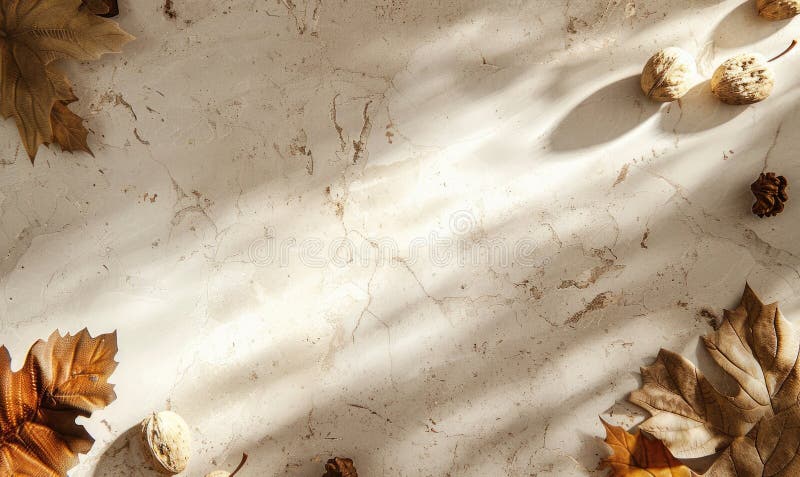 Top View of a Light Beige Laminate Countertop, Frame of Autumn Leaves ...