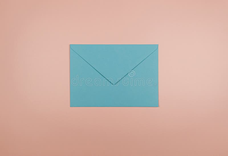 Top View of Light Blue Envelope on Pink Background. One Envelope Flat ...