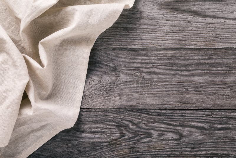 Top View of the Light Tablecloth on Left Side of Wooden Table Stock ...