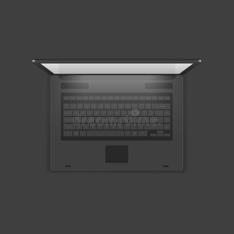 Top View Lighting Display Realistic Open Laptop at Darkness Shadow ...