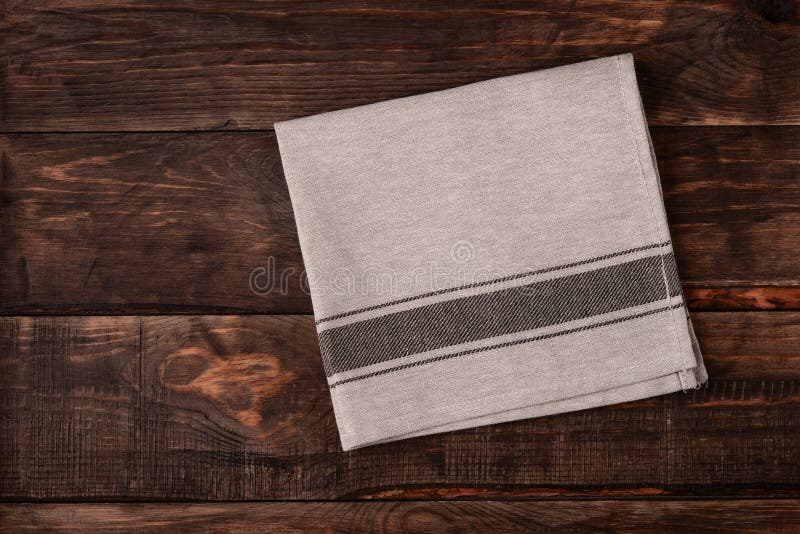 Top View of Linen Napkin on Wooden Table Stock Image - Image of napkin ...
